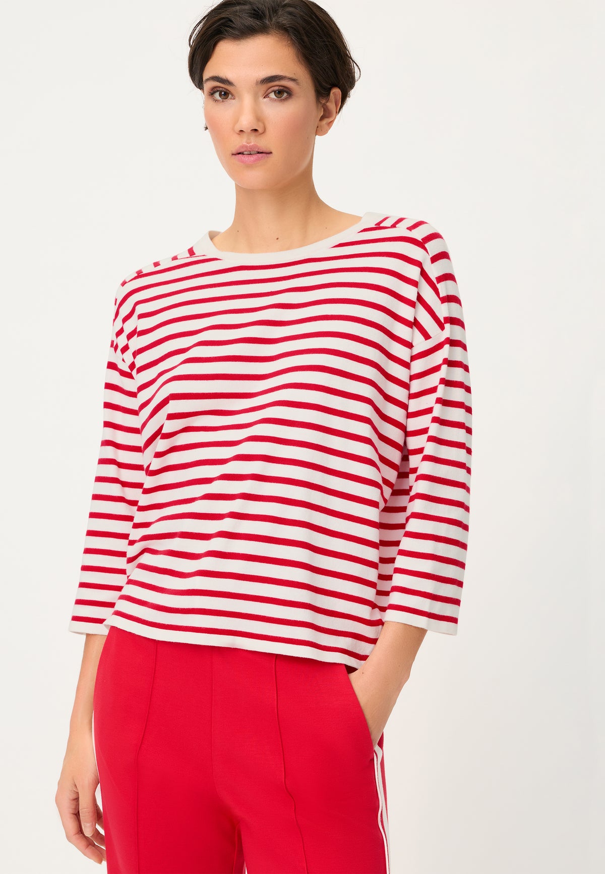 Cora Stripe Top in French Red | Olsen Stockist | Joli Clothing | N.I ...